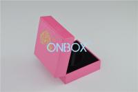 China Custom Pink Paper Square Gift Box with Heart Shaped Velvet Insert 90x90x50mm for sale