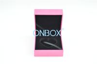 China Custom Pink Paper Square Gift Box with Heart Shaped Velvet Insert 90x90x50mm for sale