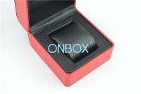 China Black / Red Leather Single Watch Presentation Box With Luxury Removable Pillow for sale