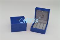 China Blue PU Leather Electric Luxury Packaging Box LED Lighting For Finger Ring Collection for sale