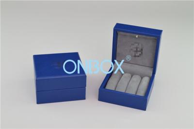 China Blue PU Leather Electric Luxury Packaging Box LED Lighting For Finger Ring Collection for sale