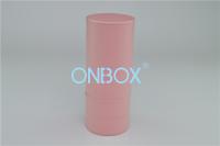 China Custom Light Pink PU Leather Makeup Brush Tube Box 79x178mm Rigid Cardboard Case for sale