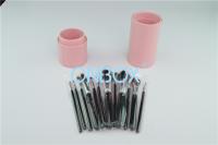 China Custom Light Pink PU Leather Makeup Brush Tube Box 79x178mm Rigid Cardboard Case for sale