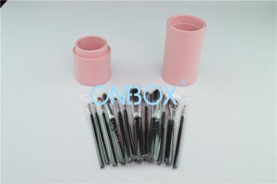China Custom Light Pink PU Leather Makeup Brush Tube Box 79x178mm Rigid Cardboard Case for sale