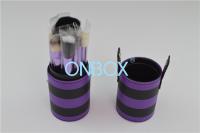 China Custom Cosmetic Makeup Brush Set Gift Box PU Leather Tube Case 65x175mm for sale