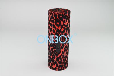 China Custom Leopard Print PU Leather Cosmetic Brush Tube Case 80x232mm Gift Box for sale