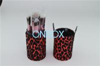 China Custom Leopard Print PU Leather Cosmetic Brush Tube Case 80x232mm Gift Box for sale
