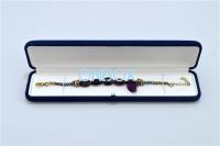 China Customizable Blue Velvet Oblong Bracelet Box with Satin Insert 225x50x25mm for sale