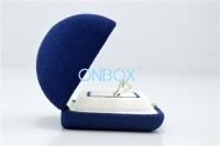 China Navy Blue Velvet Single Ring Jewelry Box 55x60x40mm Customizable Eco Friendly for sale