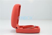 China Orange Suede Luxury Bangle Packaging Box 100x100x42mm Custom Logo Jewelry Box for sale