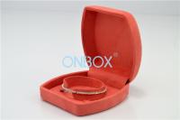China Orange Suede Luxury Bangle Packaging Box 100x100x42mm Custom Logo Jewelry Box for sale