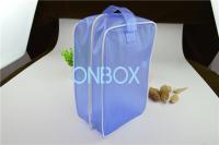 China Blue PVC Gift Bag with Zipper Closure and Handle 295x200x120mm for sale
