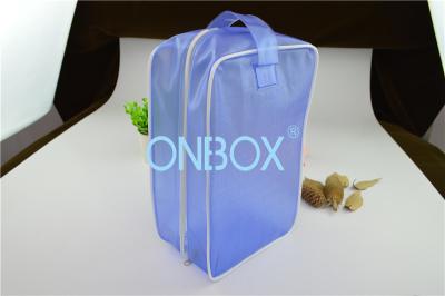 China Blue PVC Gift Bag with Zipper Closure and Handle 295x200x120mm for sale