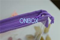 China High Clear PVC Cosmetic Carrying Bag 380x285x90mm with Purple Zipper Closure for sale