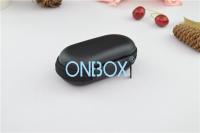 China Mini Oval EVA Zipper Gift Box 110x50x35mm Black PU Leather for Earphones Electronics for sale