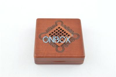 China Solid Wood Jewelry Box for Bangle Storage 110x114x35mm Custom Carving Pattern for sale