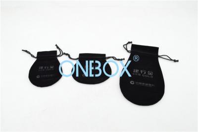 China Customized Stamping Logo Black Suede Jewelry Pouches With Drawstring SGS for sale
