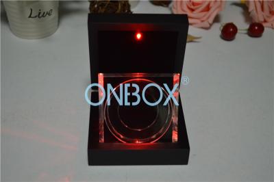 China Custom Luxury Painted Wooden LED Display Box 93x93mm for Coins Jewelry Gifts for sale
