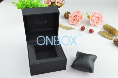 China Custom Single Watch Box 120x120x90mm Rigid Plastic with Soft Pillow and Hot Stamping Logo for sale