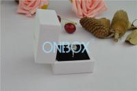 China White Specialty Paper Single Ring Jewelry Box 60x60x50mm with Black Suede Lining for sale