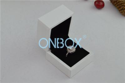 China White Specialty Paper Single Ring Jewelry Box 60x60x50mm with Black Suede Lining for sale