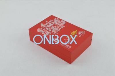 China Custom Luxury Printed Gift Box Chinese Red with Removable Pad Insert 150x100x42mm for sale