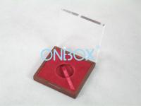 China Custom Transparent Matt Painted Wooden Coin Display Box with Acrylic Lid 90x90x21mm for sale