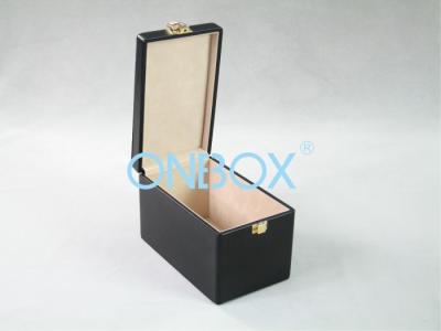 China Black Gift Luxury Packaging Boxes Beige Velvet Liner With Metal Lock for sale