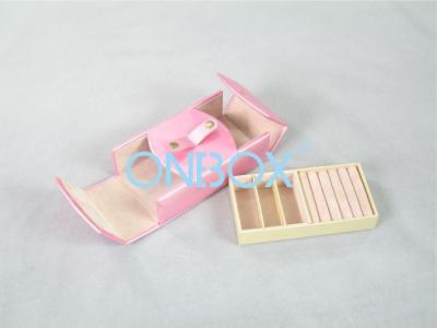 China Pink Lovely Leather Jewelry Packaging Boxes with Removable Tray for sale