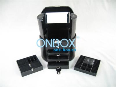 China Customizable PU Leather Jewelry Box 262x160x202mm with Mirror and Lock for Travel for sale