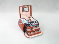 China Luxury Leather Jewelry Boxes / Mirror Travel Makeup Bag Packaging for sale