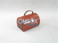 China Brown PU Leather Jewelry Box 245x168x163mm Cosmetic Makeup Case with Mirror for sale