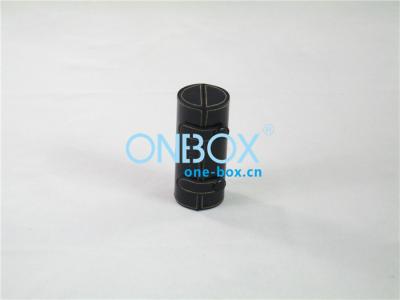 China Snap Buckle Makeup Brush Cylinder Case / Leather Lipstick Case With Mirror for sale