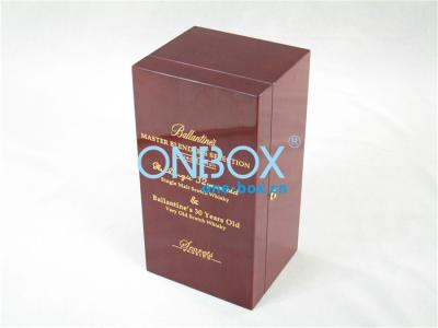 China Gift Solid Wood Wine Case High Gloss Painting With Logo Engraved for sale