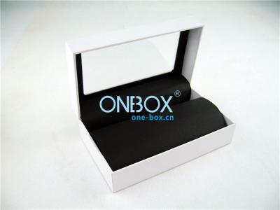 China White Cardboard Watch Jewelry Box with C Ring Insert Hinge Closure 175x100x54mm for sale