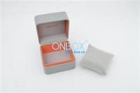 China Custom Grey Square Watch Gift Box 120x120x85mm with Velvet Pillow Insert for sale