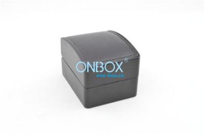 China Custom Black Leather Watch Box for Women Handmade PU Leather Jewelry Storage 88x109x78mm for sale
