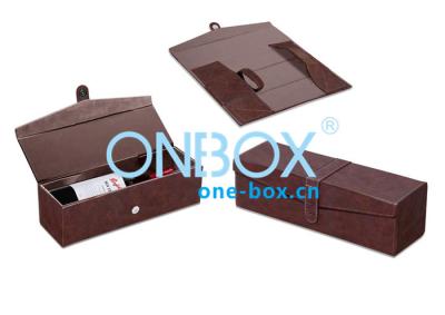 China Foldable Leather Wine Gift Box with Magnet Closure Customizable Size 320x100x100mm for sale