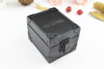 China OEM Black Aluminium Watch Box 90x110x80mm Single Men's Watch Storage Case with Lock for sale