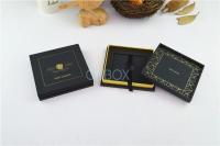 China Custom Luxury Black Touch Paper Wedding Card Box 120x120x20mm with Gold Printing for Perfume Gift for sale