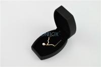 China Custom Logo Black Leather Jewelry Box 73x100x38mm for Necklace Pendant for sale