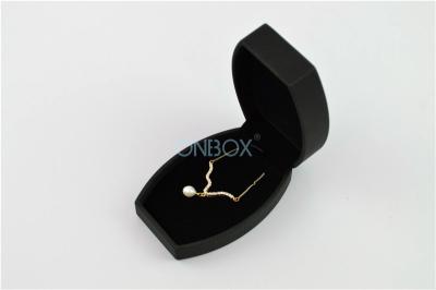 China Custom Logo Black Leather Jewelry Box 73x100x38mm for Necklace Pendant for sale