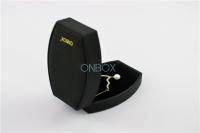 China Custom Logo Black Leather Jewelry Box 73x100x38mm for Necklace Pendant for sale