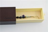 China Custom Beige Velvet Bracelet Gift Box 72x225x52mm Drawer Box Fine Paper Foil Stamping for sale