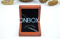 China High Gloss Wooden Coin Display Box 90x90x30mm Brown with Black Flocking EVA Insert for sale