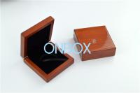 China High Gloss Wooden Coin Display Box 90x90x30mm Brown with Black Flocking EVA Insert for sale