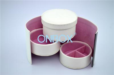 China Luxury White PU Leather Jewelry Collection Box Tube Shape 90x115mm with 3 Trays for sale