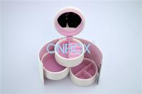 China Luxury White PU Leather Jewelry Collection Box Tube Shape 90x115mm with 3 Trays for sale