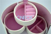 China Luxury White PU Leather Jewelry Collection Box Tube Shape 90x115mm with 3 Trays for sale