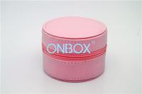 China Custom Pink PU Travel Jewelry Case Tube Shape Zipper Box 83x60mm Divided Rooms for sale